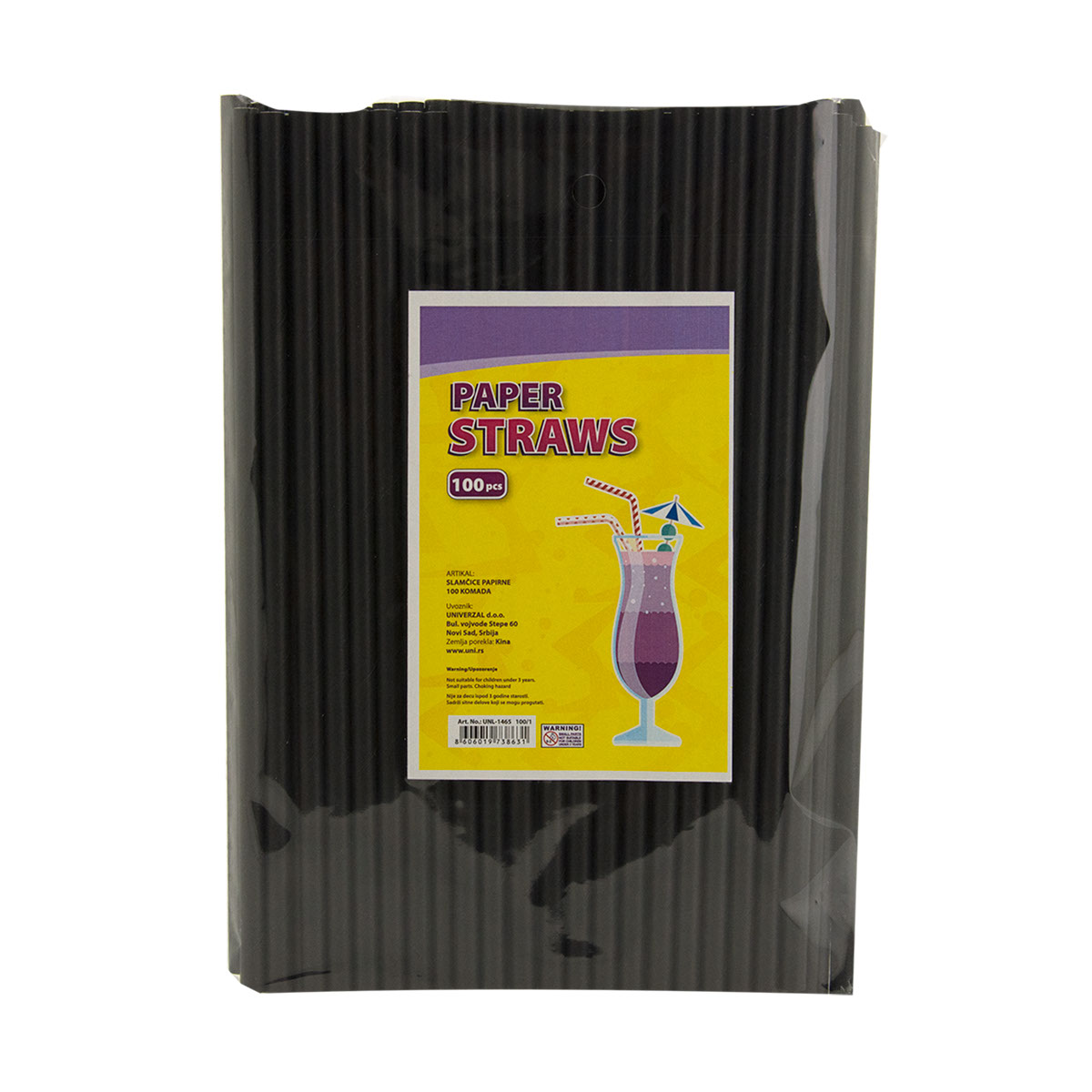 SLAMČICE PAPIRNE 100/1 6x220mm CRNE UNL-1465 | Univerzal