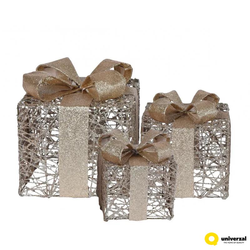 POKLON METALNI 3/1 CHAMPAGNE SA MAŠNOM 15X15X17CM 516533 | Univerzal