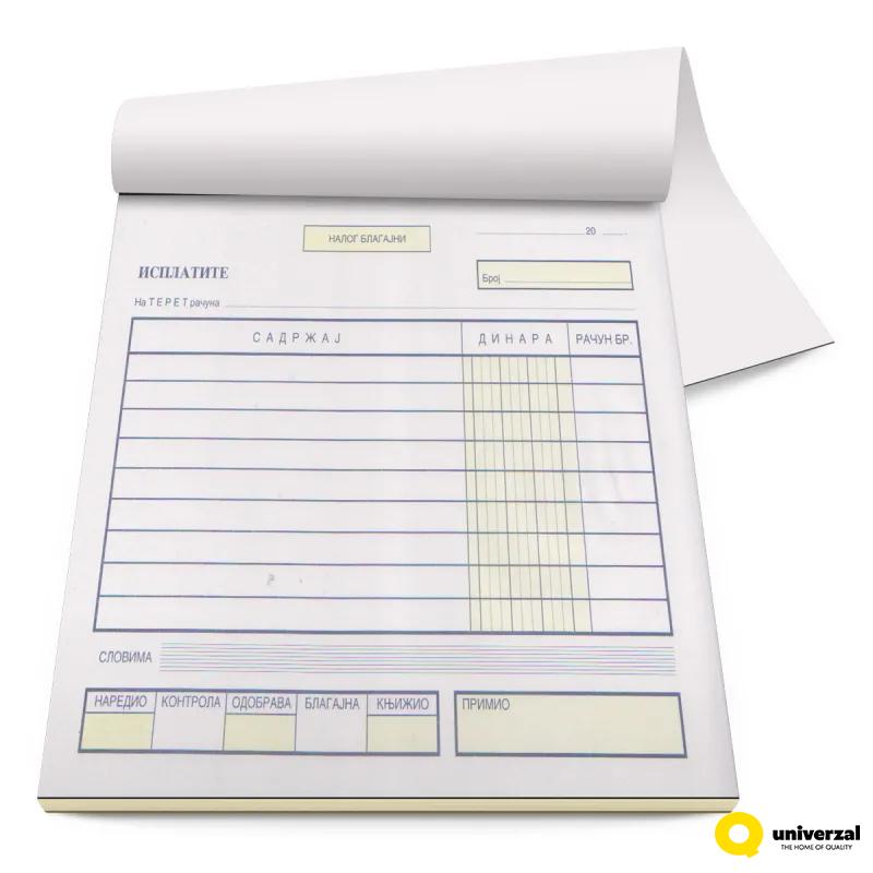 BLOK A5 NALOG BLAGAJNI DA ISPLATI ILIJANUM | Univerzal